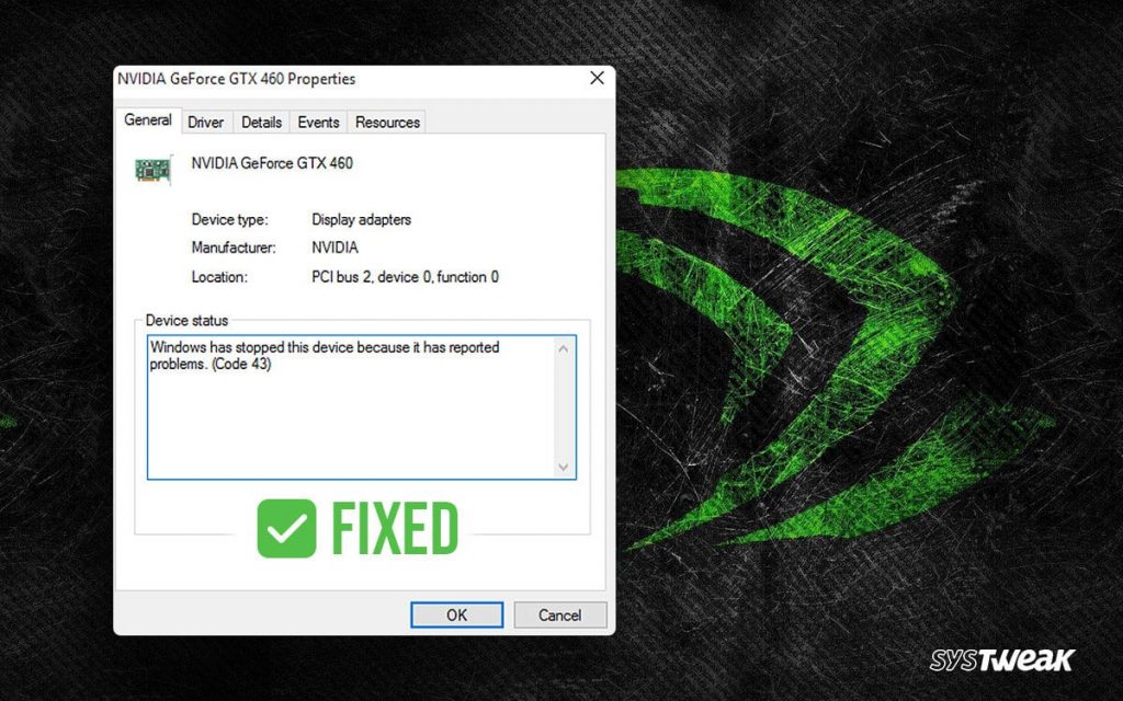 Fix - Nvidia Code 43 Windows Error