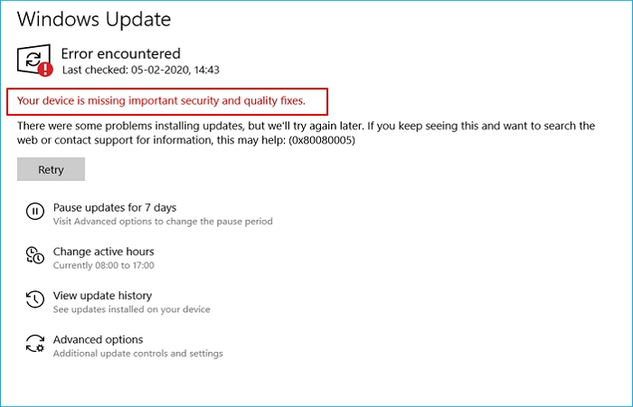 fix "your device is missing important security and quality fixes"