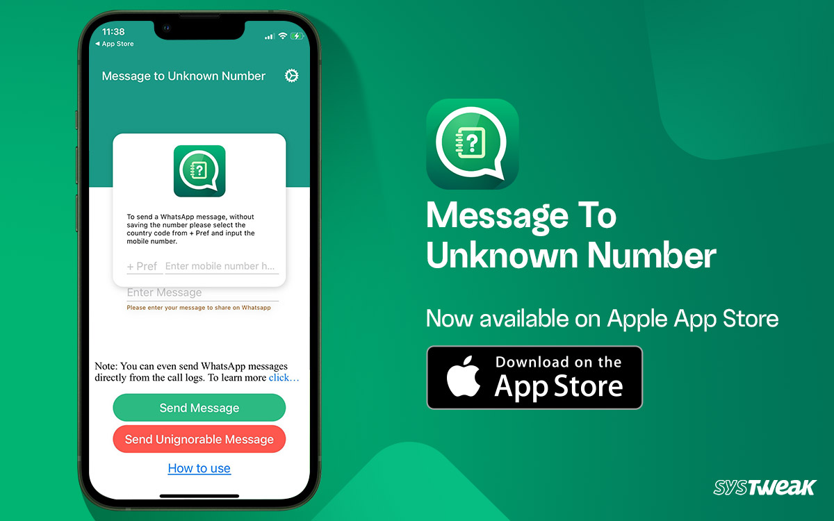 Send Messages to Unsaved Numbers! Systweak’s New iPhone App