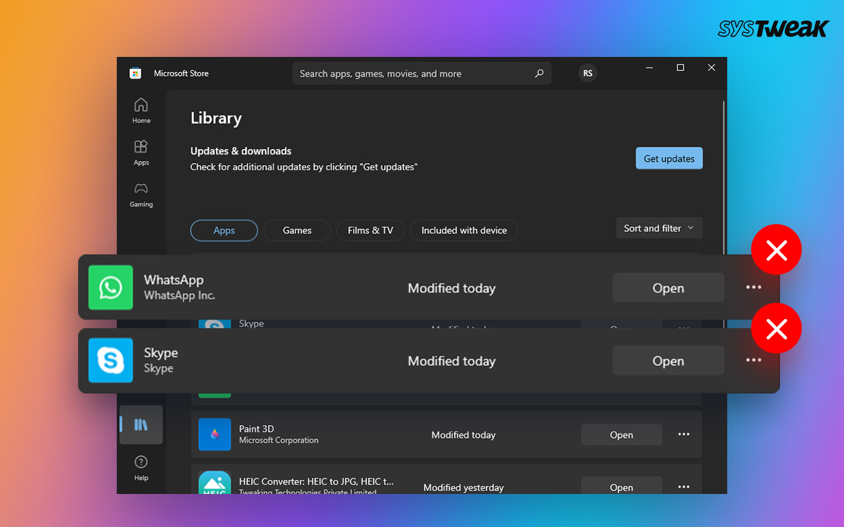 Remove Apps from "My Libraries" in Windows Store