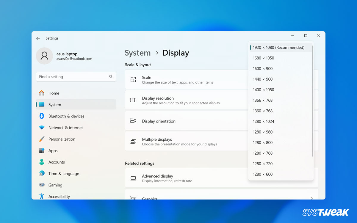 Can't Change Display Resolution in Windows